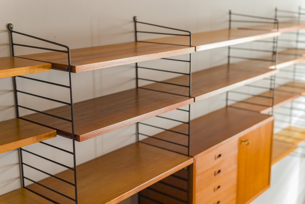 Teak Modular Wall Shelf by Nils Strinning for String, 1960s for sale at ...