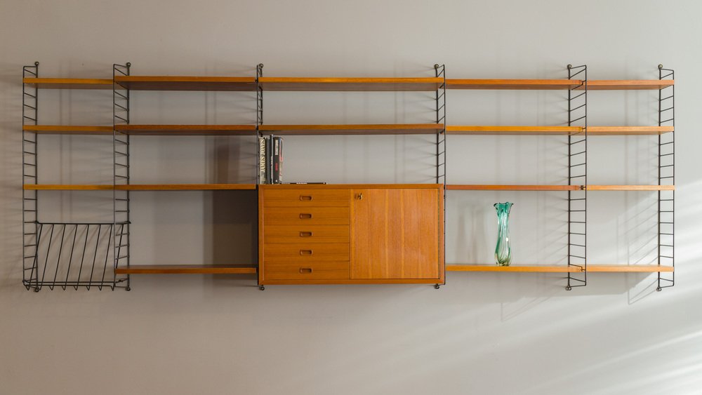Teak Modular Wall Shelf by Nils Strinning for String, 1960s for sale at ...