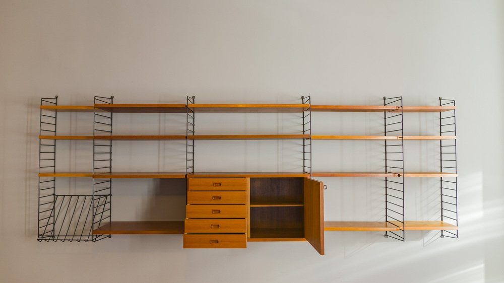 Teak Modular Wall Shelf by Nils Strinning for String, 1960s for sale at ...