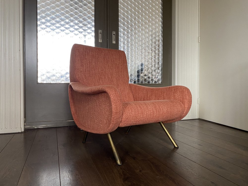 Mid-Century Early Edition Lady Chair with Wooden Frame by Arflex, 1950s ...