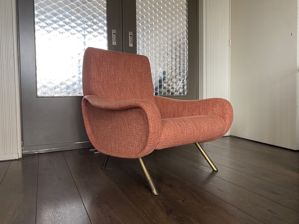 Mid-Century Early Edition Lady Chair with Wooden Frame by Arflex, 1950s ...