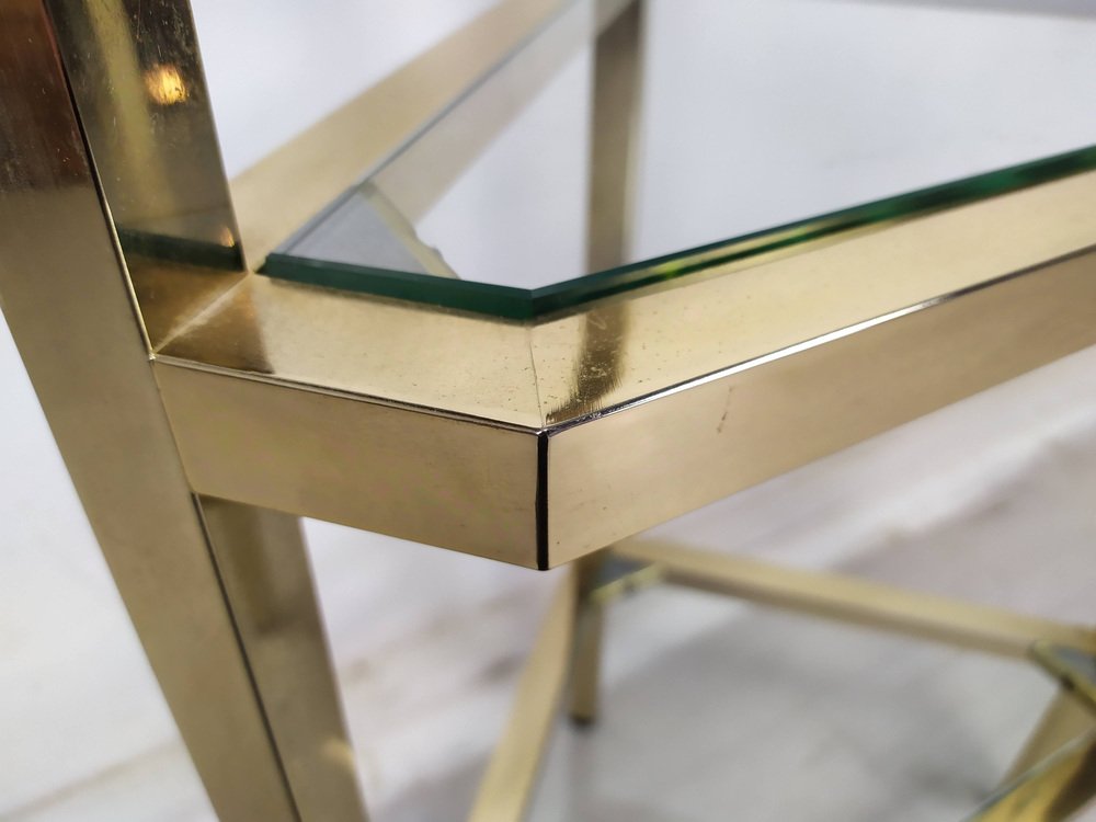 Vintage Gilded Metal Corner Shelf, 1970s for sale at Pamono