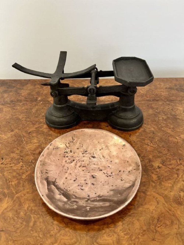 Edwardian Iron and Copper Scales & Original Iron Weights, 1900s, Set of ...