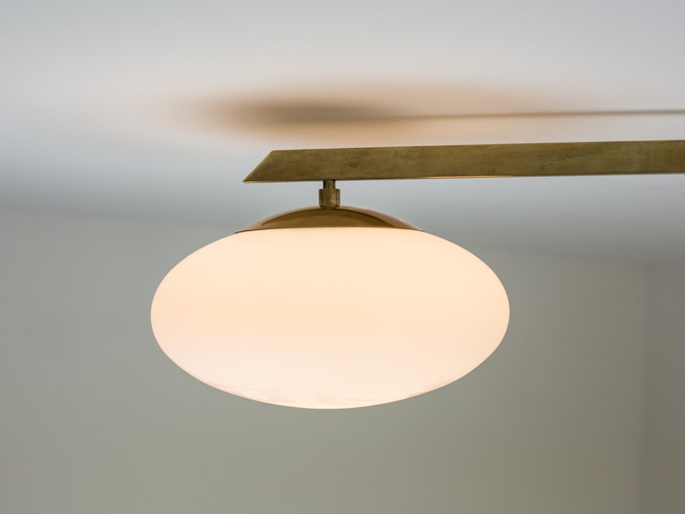 Stella Baby Ral Colored Ceiling Lamp in Brass and Opaline Glass by ...