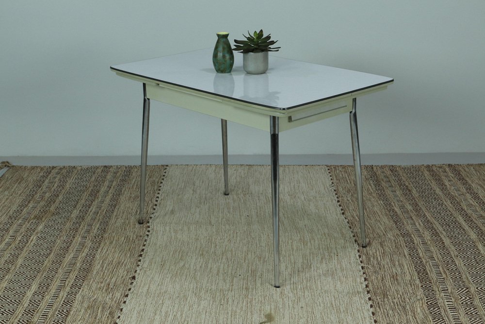 Mid-Century Extendable Formica Dining Table in White, 1980s for sale at ...