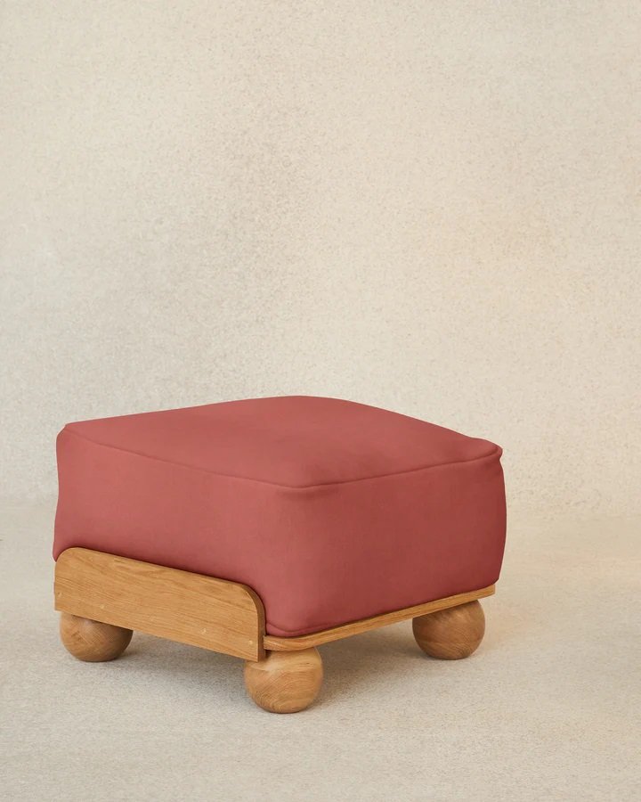 Cove Footstool in Flamingo Velvet by Fred Rigby Studio for sale at Pamono