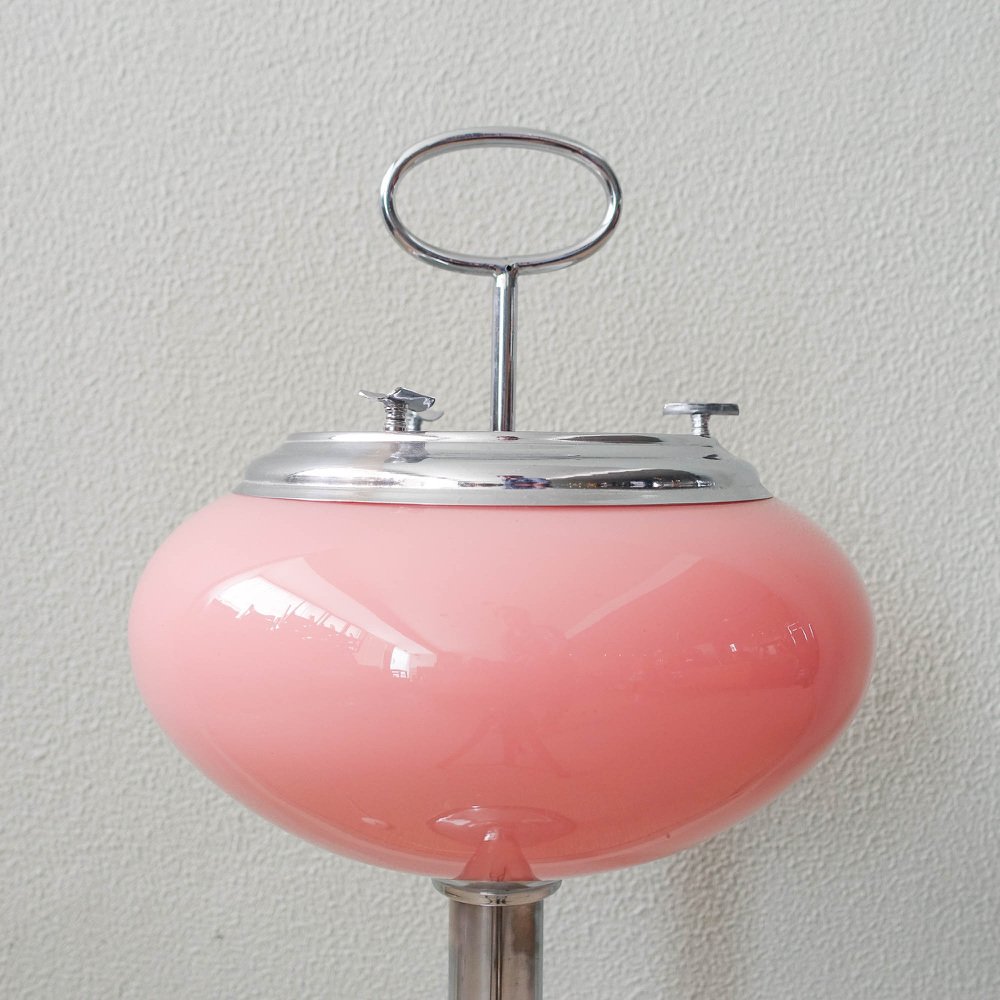Portuguese Pink Opaline Glass Ashtray Floor Lamp, 1960s for sale at Pamono