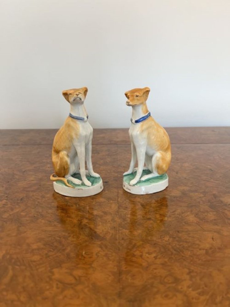 Antique Victorian Porcelain Dogs, 1880, Set of 2 for sale at Pamono