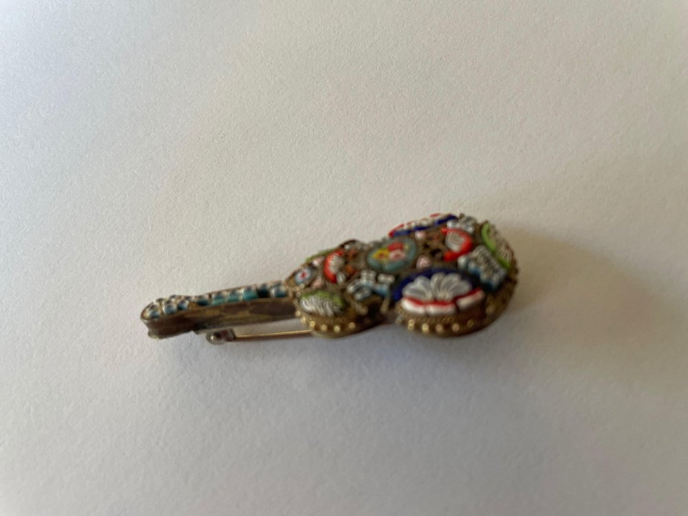 Stone Micromosaic Guitar Brooch for sale at Pamono