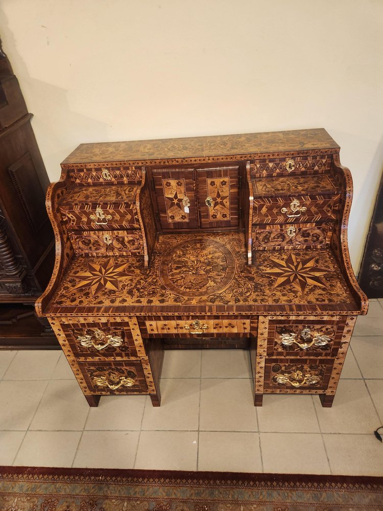 French Desk in Native Marquetry, 1700s for sale at Pamono
