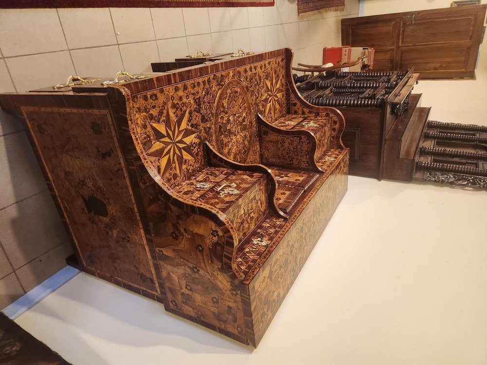 French Desk in Native Marquetry, 1700s for sale at Pamono