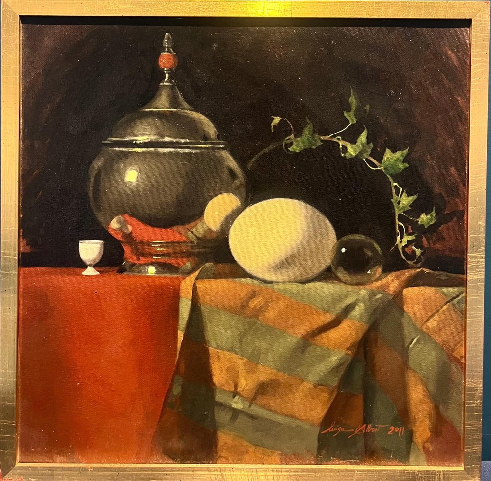 Luisa Albert, Objects on Orange Tablecloth, 2011, Oil on Canvas for ...