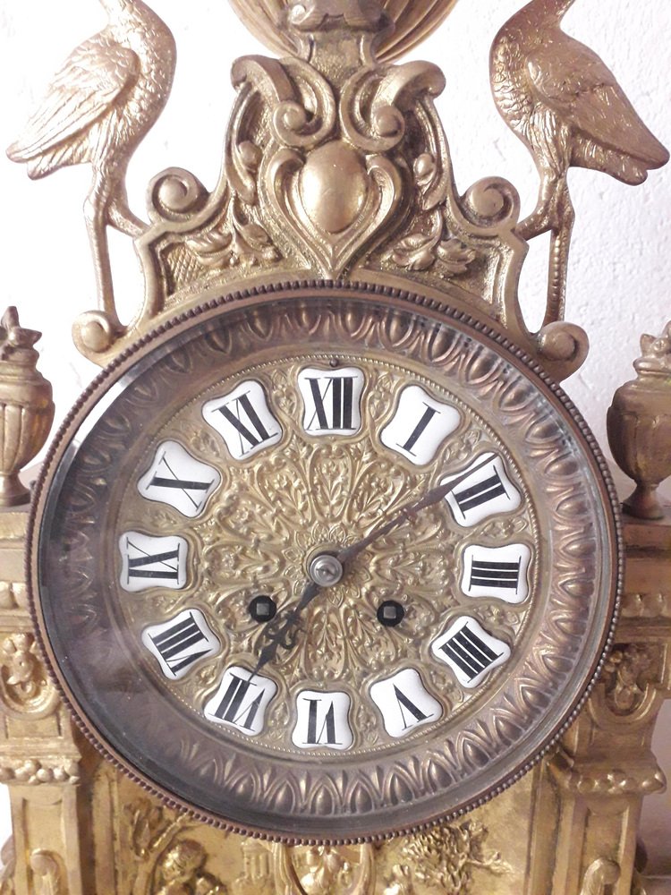 Vintage Bronze Clock, 1890s for sale at Pamono