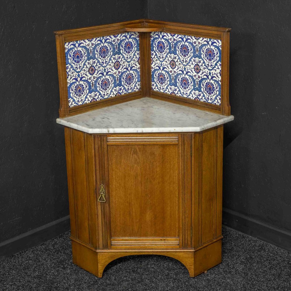 Edwardian Walnut Corner Washstand, 1890s for sale at Pamono
