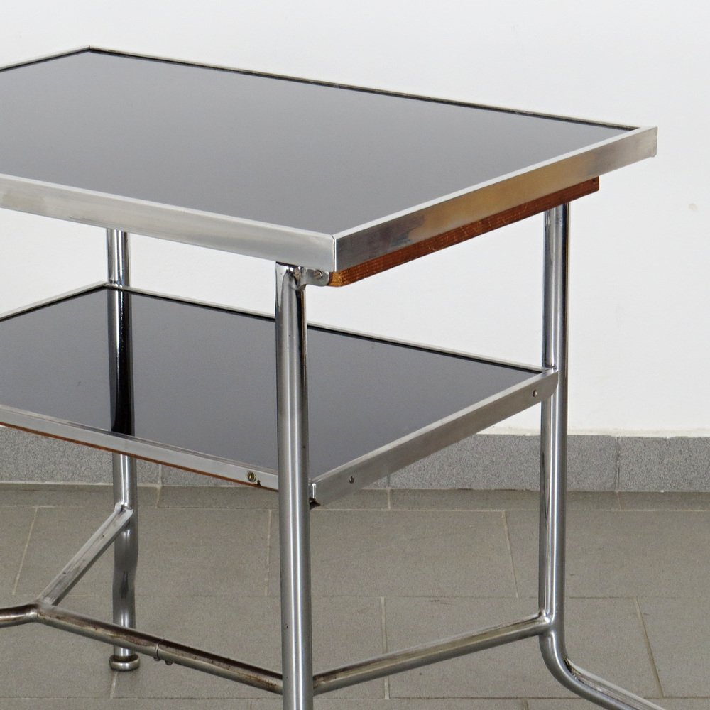 Tubular Side Table in Chrome and Glass for sale at Pamono