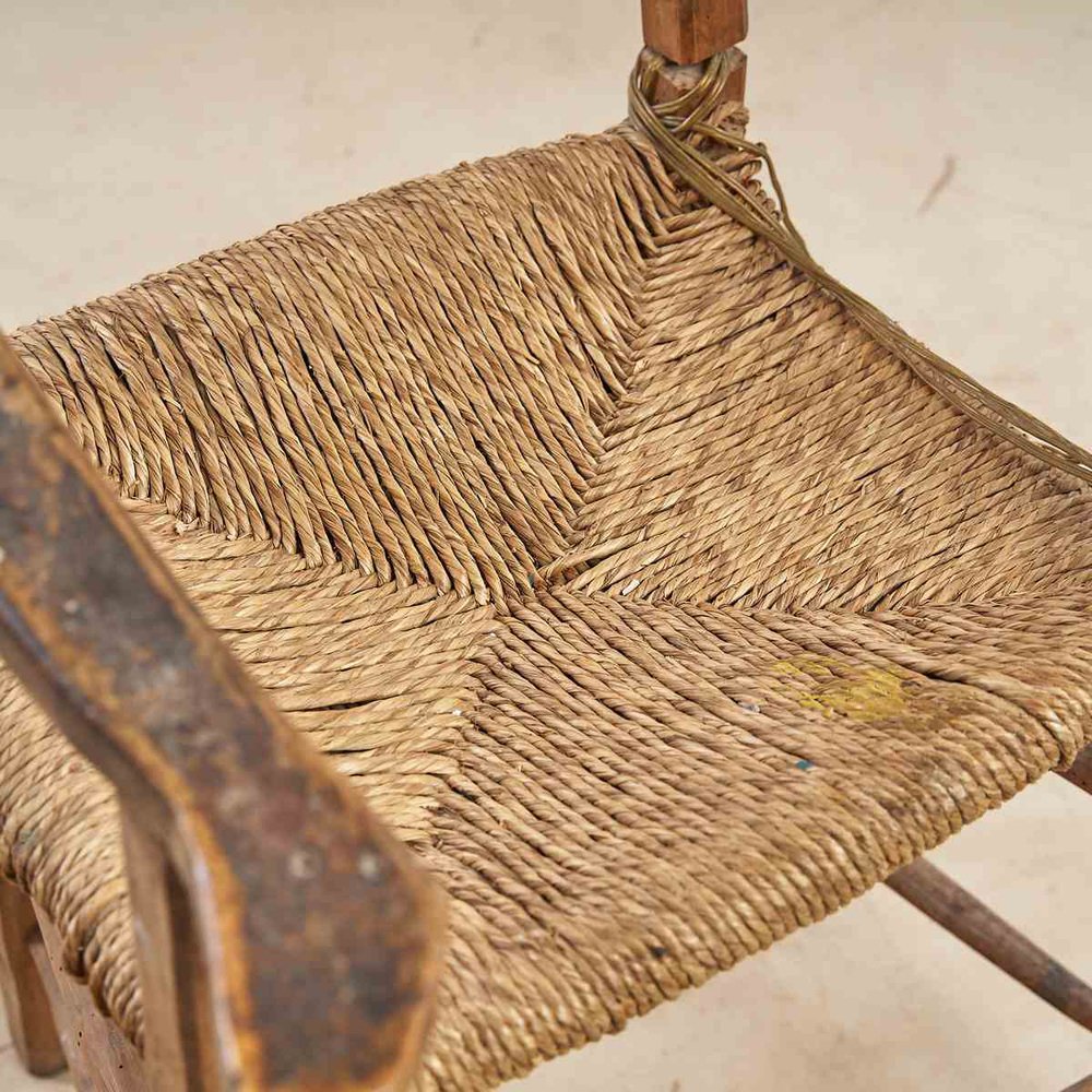 Tall Vintage Straw Chair for sale at Pamono