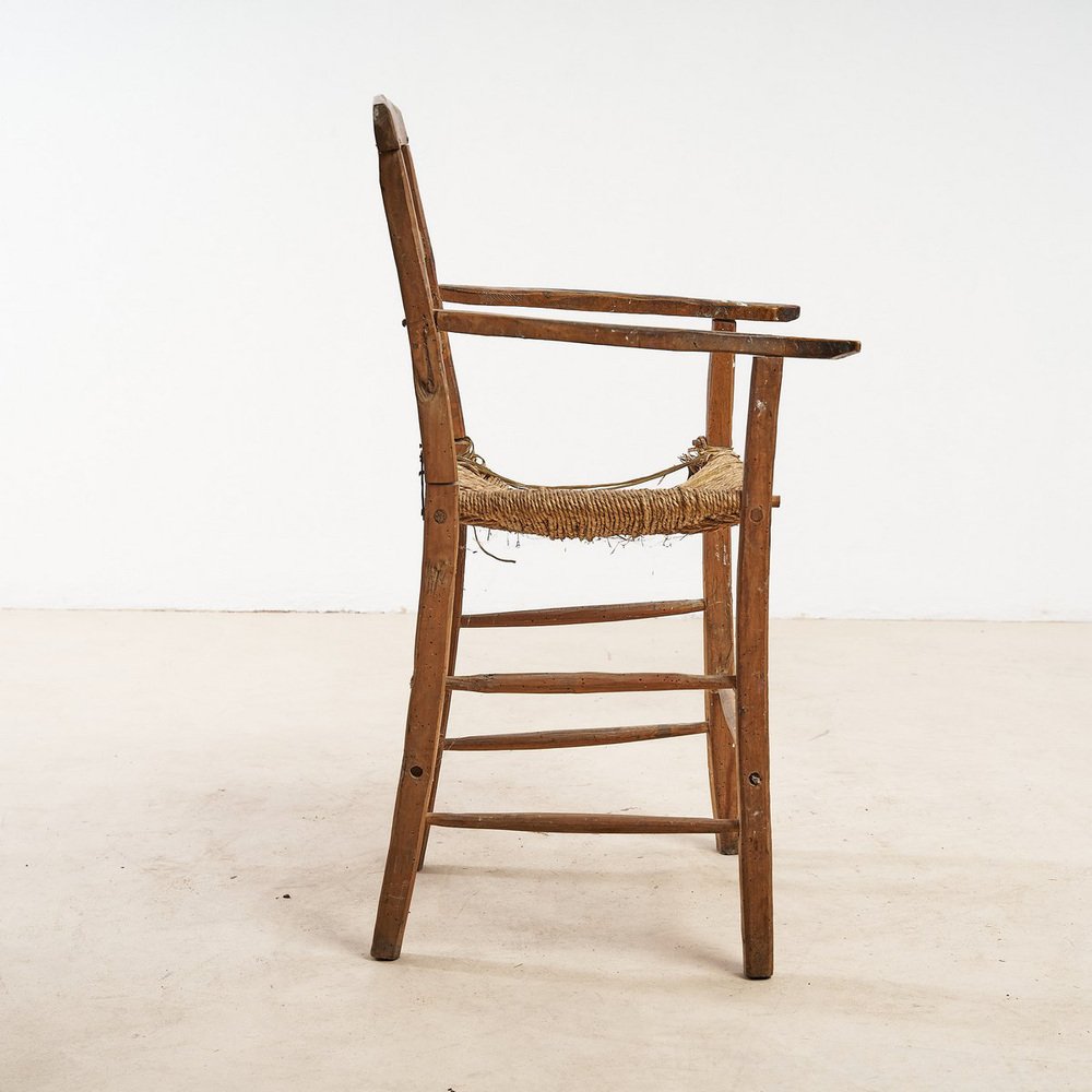 Tall Vintage Straw Chair for sale at Pamono