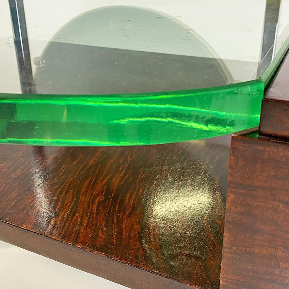 Austrian Art Deco Briar Wood, Aquamarine Glass and Metal Console with Mirror, 1930 for sale at ...