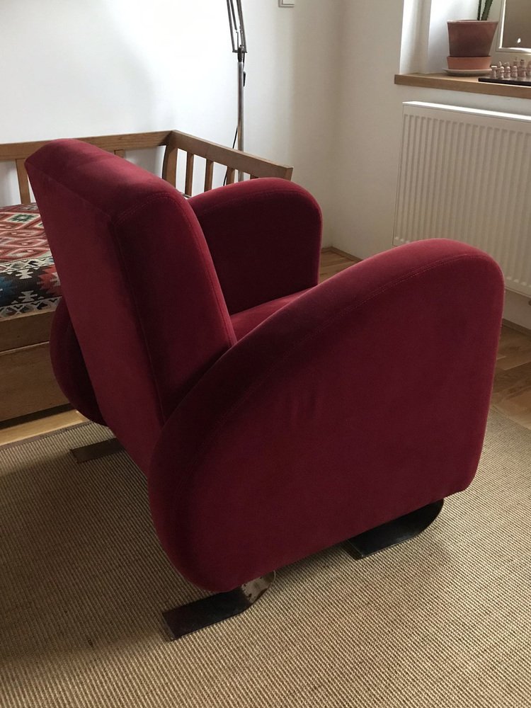 Roter Art Deco Sessel bei Pamono kaufen
