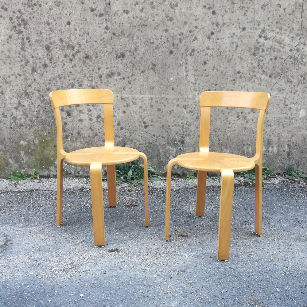 Stapelbarer Schweizer 3300 Stuhl von Bruno Rey für Dietiker, 1970, 2er Set bei Pamono kaufen