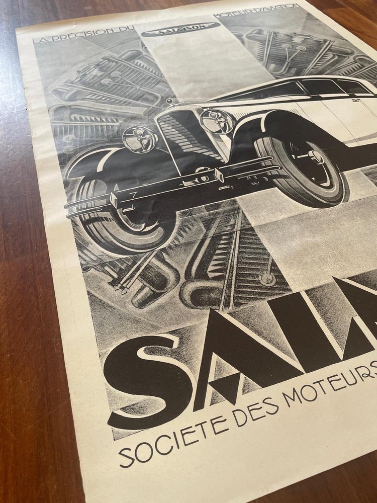 Original Salmson Billancourt Seine Car Poster by Alexis Kow, 1930s for ...