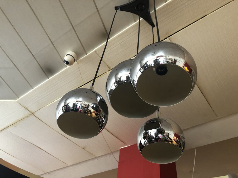 Vintage Ball Ceiling Lamp in Chrome, 1970s for sale at Pamono