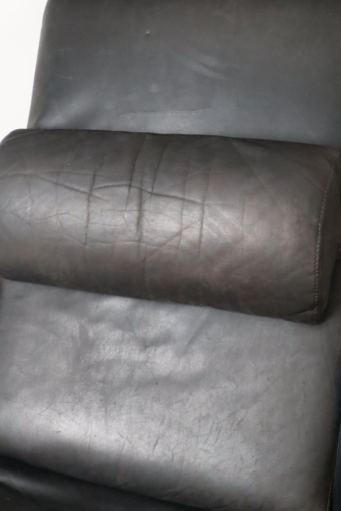 Chaise Sinus Allongée en Cuir Noir de Westnofa, 1970s en vente sur Pamono