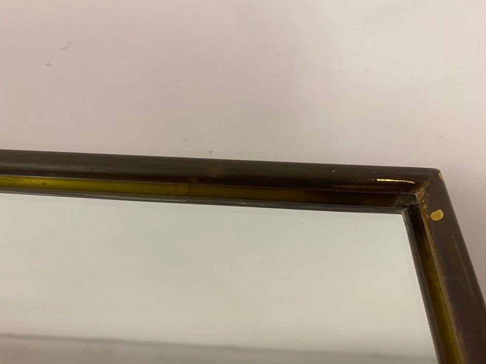 Italian Brass Rectangular Mirror, 1950s for sale at Pamono