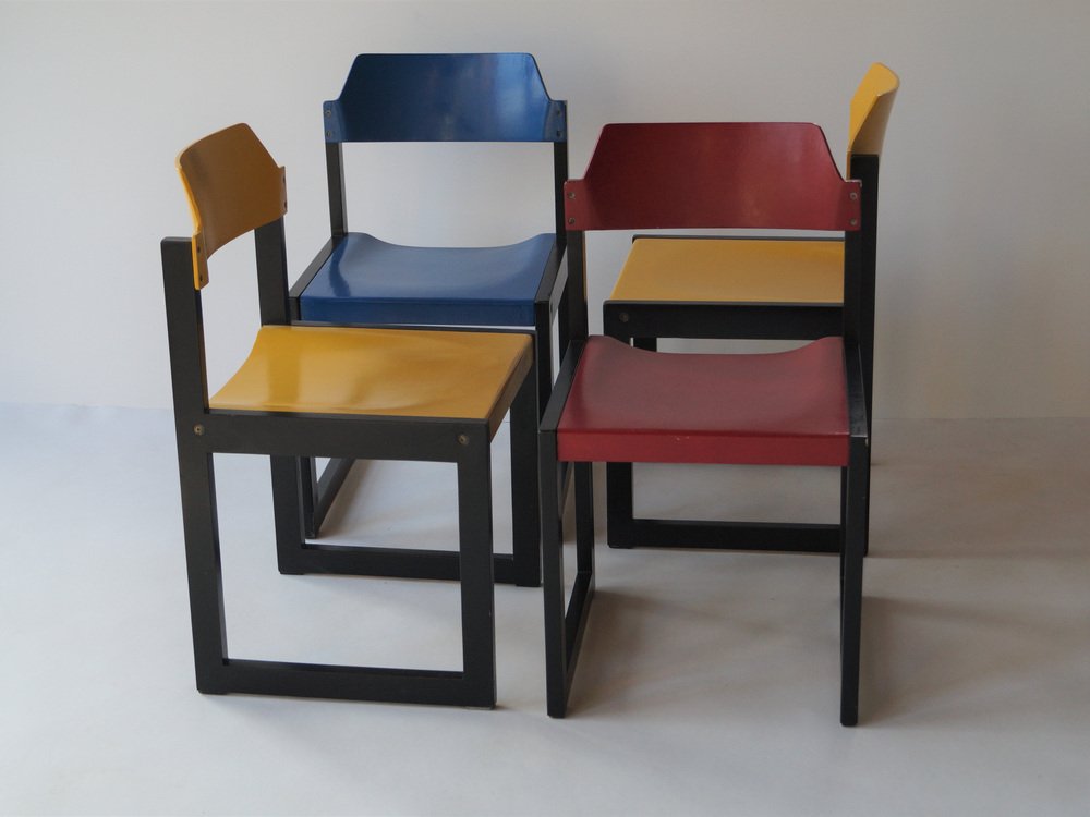 Mid-Century Modern German Dining Chairs by Rainer Schell, 1960s, Set of ...