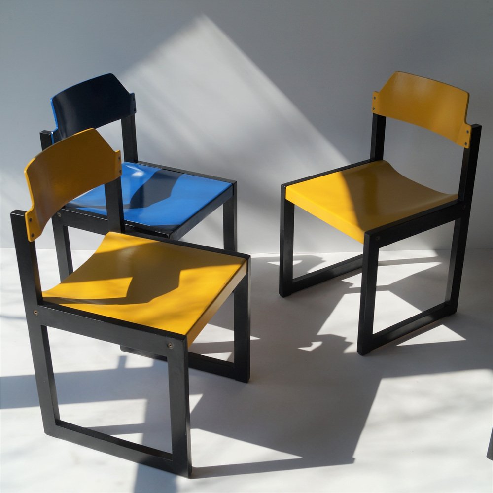 Mid-Century Modern German Dining Chairs by Rainer Schell, 1960s, Set of ...