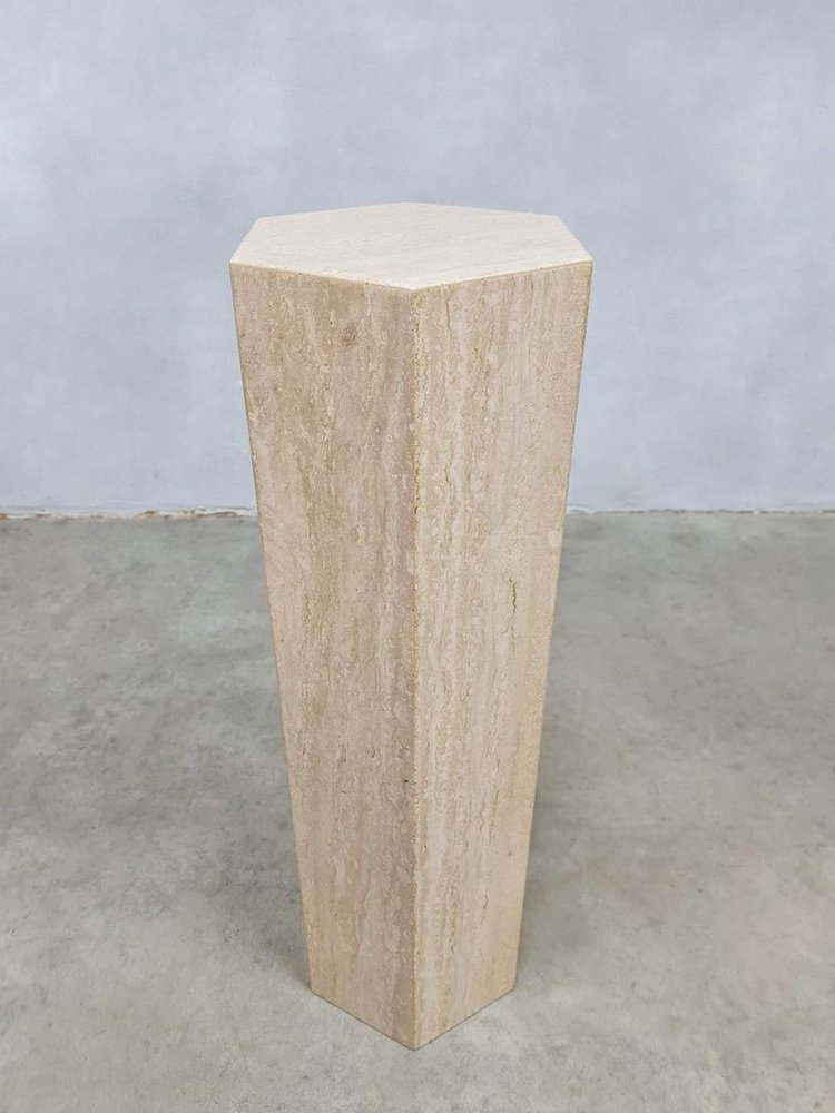 Vintage Italian Hexagon Travertine Pedestal Pillar, 1960s for sale at ...