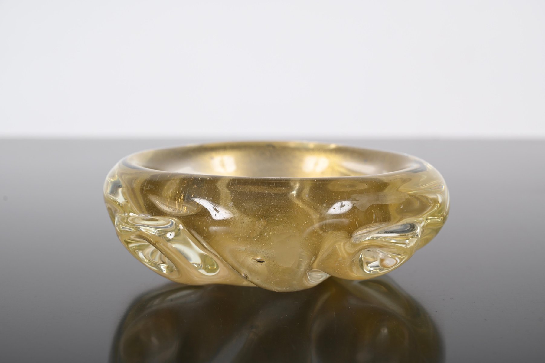 Mid-Century Murano Glass Bowl with Gold Dots by Archimede Seguso, Italy ...