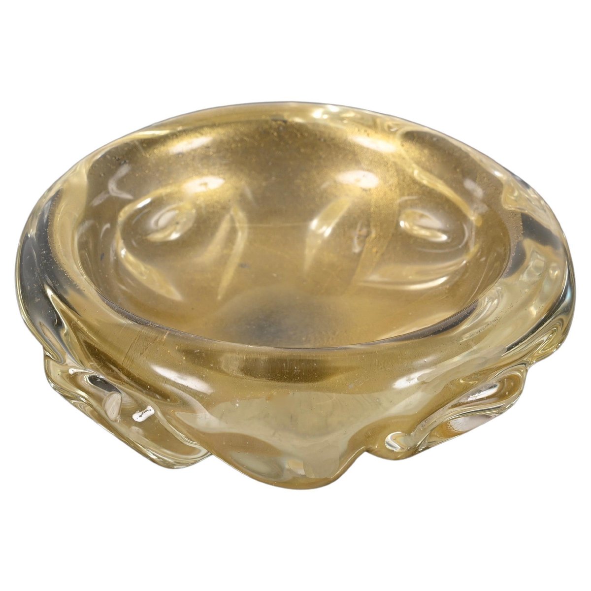Mid-Century Murano Glass Bowl with Gold Dots by Archimede Seguso, Italy ...