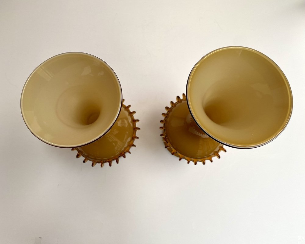 Vintage Vases in Yellow Ochre Murano Glass, Italy, Set of 2 for sale at ...