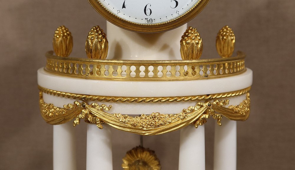 Louis XVI Style Marble and Gilded Bronze Pendulum from Maison Planchon ...