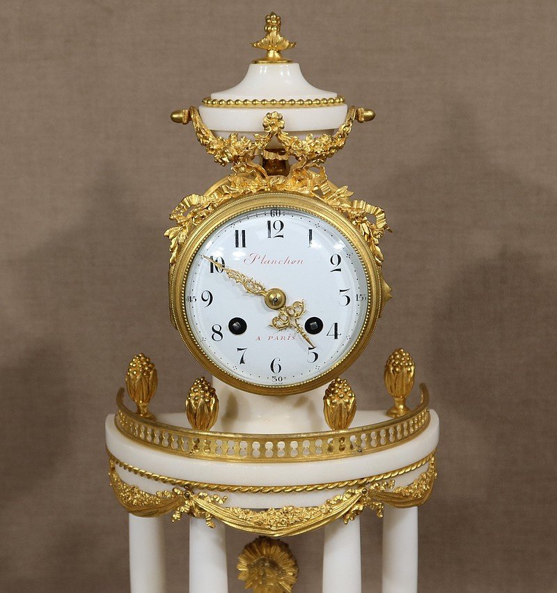 Louis XVI Style Marble and Gilded Bronze Pendulum from Maison Planchon ...