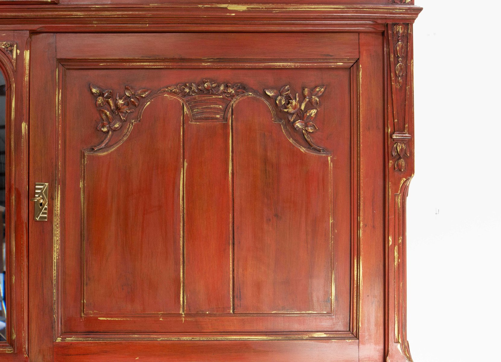 French Patinated Walnut 2-Body Buffet in Red and Gold, 1920 for sale at ...