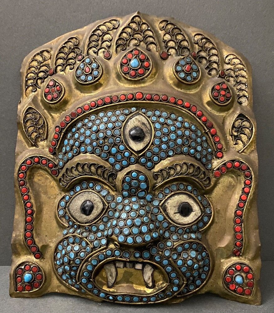 Nepalese Tibetan Ritual Mask in Mahakala Stones for sale at Pamono