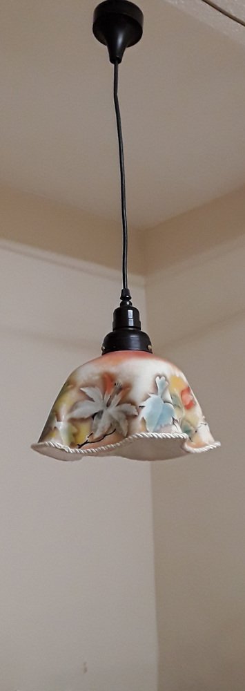Antique German Ceiling Lamp with Glass Shade, 1910s for sale at Pamono