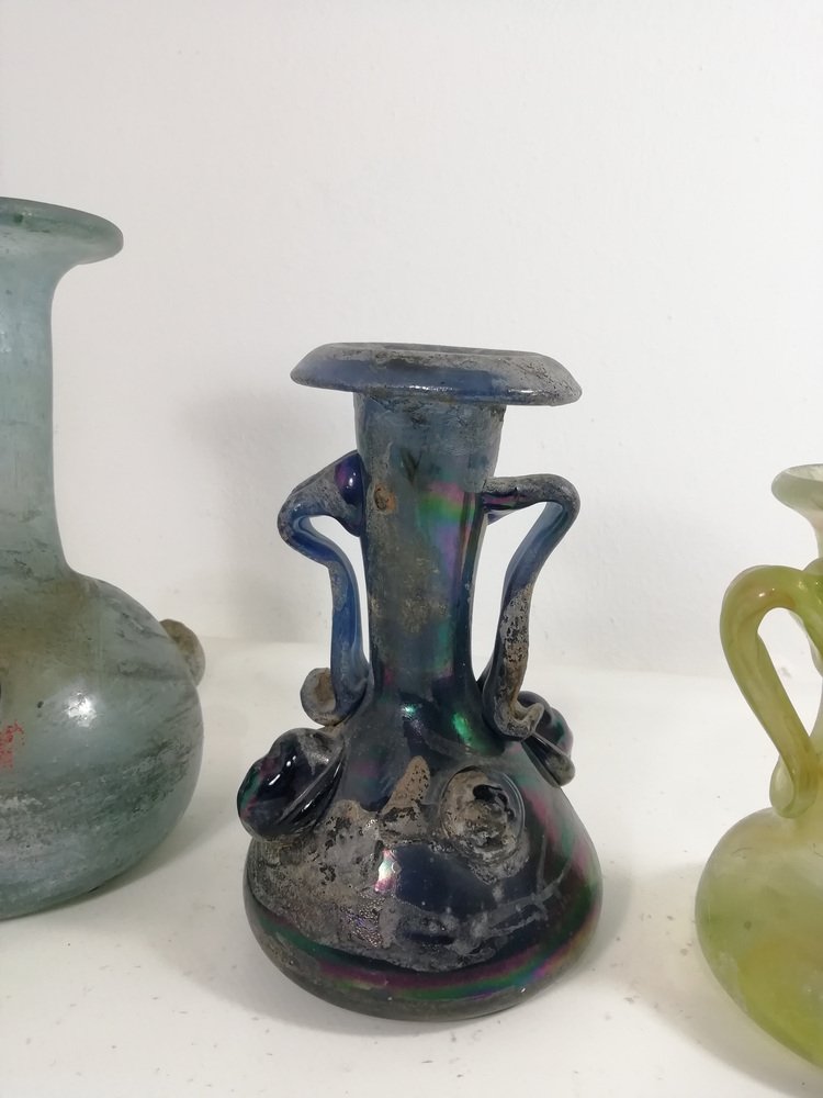 Vintage Hand-Worked Glass Vases, 1960s, Set of 4 for sale at Pamono