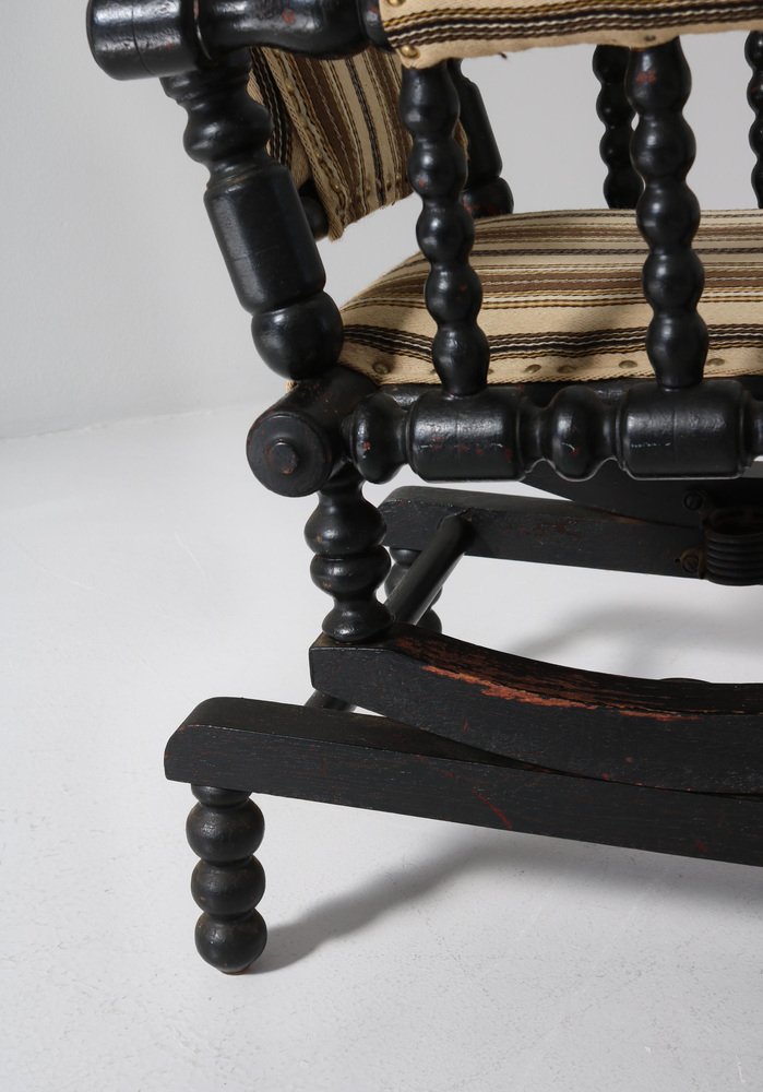 Antique Danish Bobbin Rokkestol Rocking Chair Black Lacquered ...