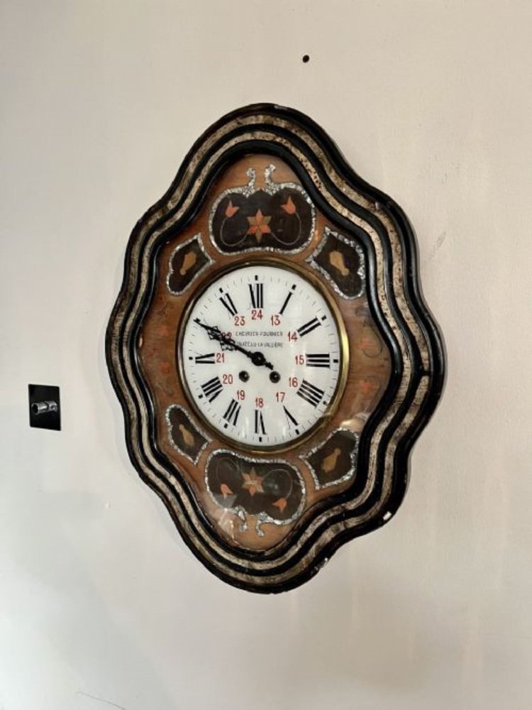 Antique French Victorian Wall Clock, 1860s for sale at Pamono