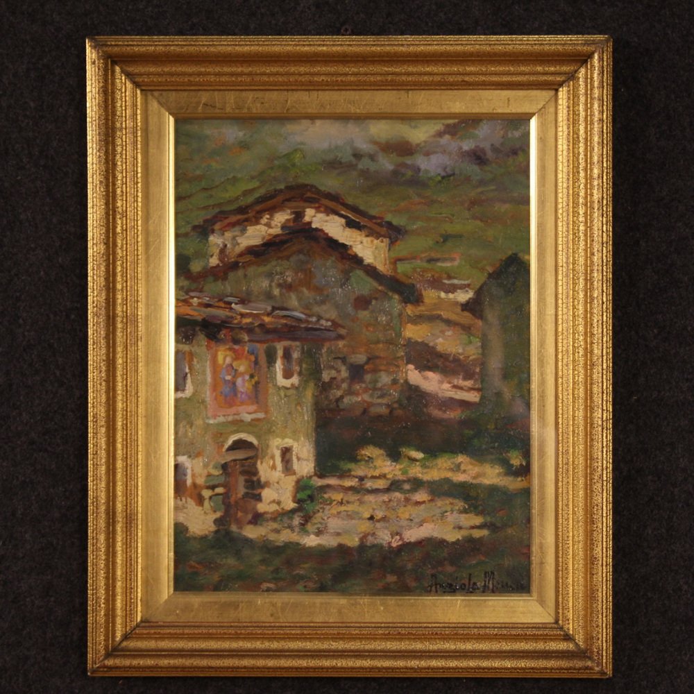 Italian Artist, Countryside Landscape, 1960, Oil on Board, Framed for ...