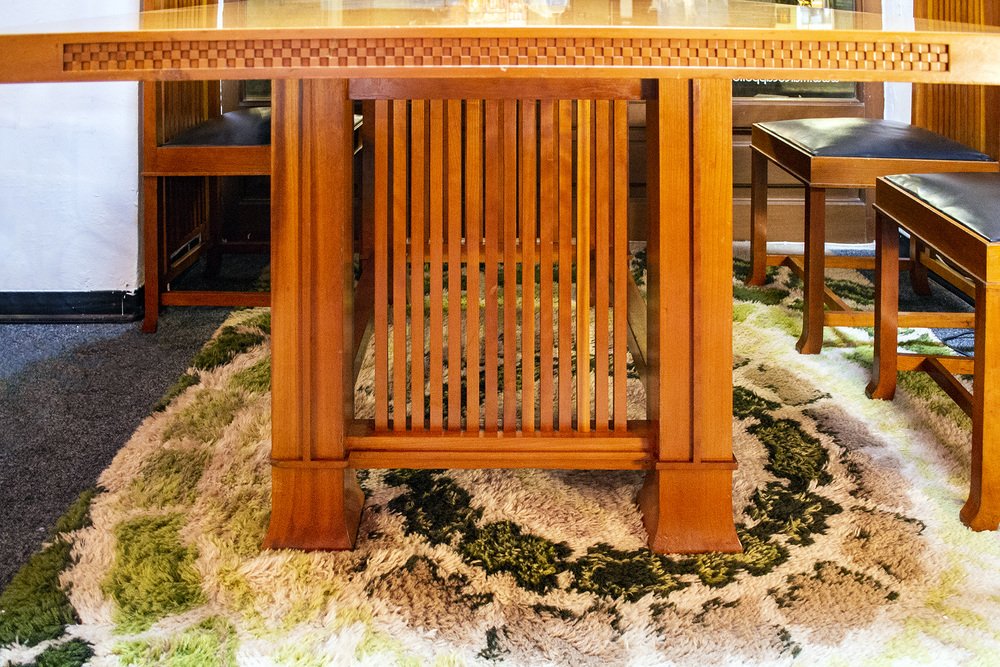 Table 615 Husser and Chairs 614 Coonley 2 by Frank Lloyd Wright for ...