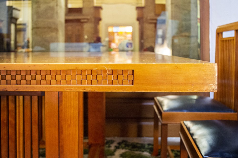 Table 615 Husser and Chairs 614 Coonley 2 by Frank Lloyd Wright for ...