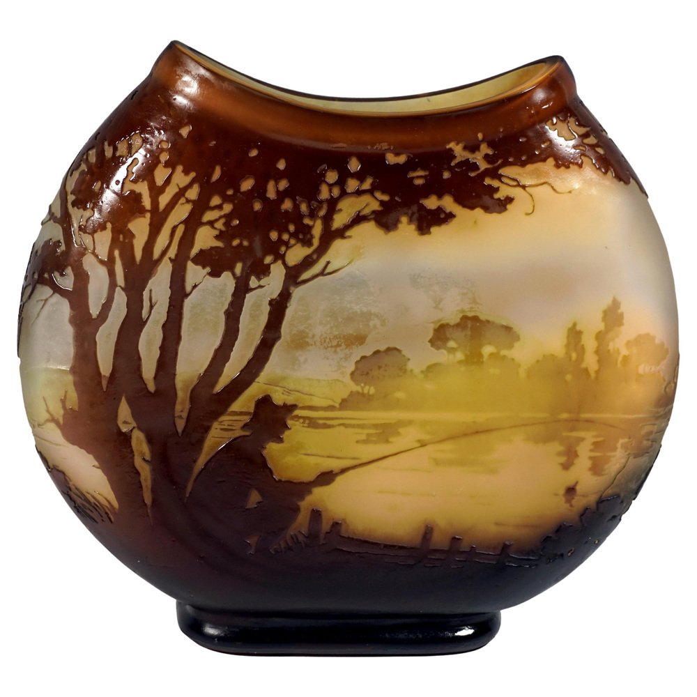 Vaso rotondo Art Nouveau con cammeo di Emile Gallé, Francia, 1905 in ...