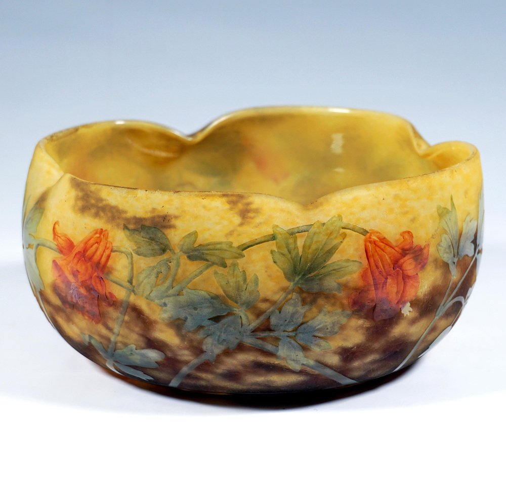 Große Jugendstil Blumenschale mit kolumbianischem Dekor von Daum Nancy ...