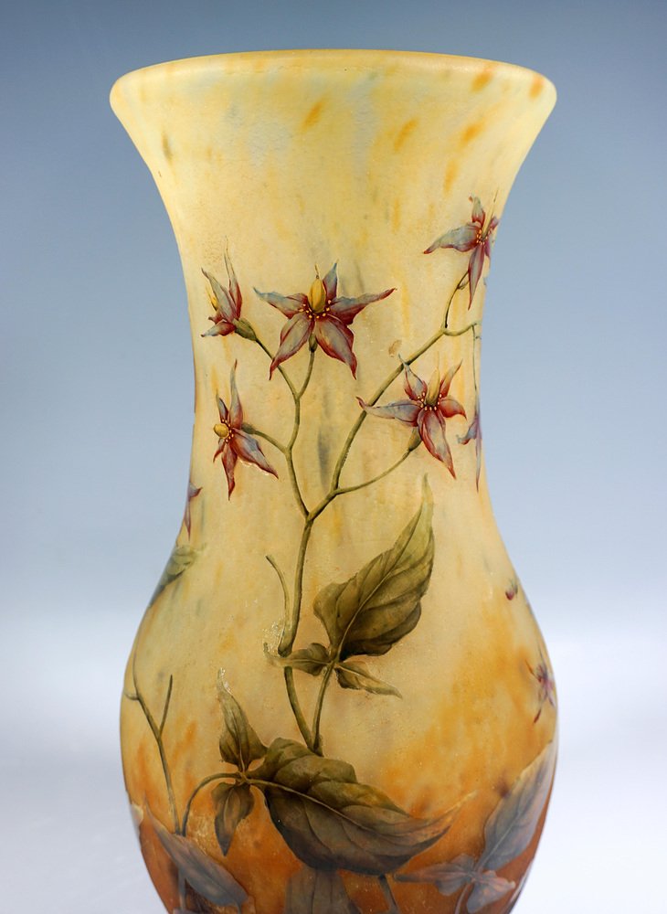 Große Jugendstil Cameo Vase mit Solanum Dulcamara Dekor von Daum Nancy ...