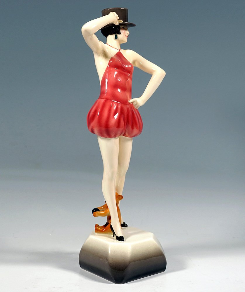 Art Deco Top-Hat Dancer in Tight Costume by Dakon for Goldscheider ...