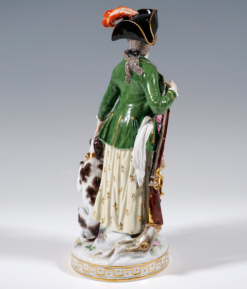Meissen Rococo Maid with Dog Figure by Johann Carl Schoenheit, 1880s ...